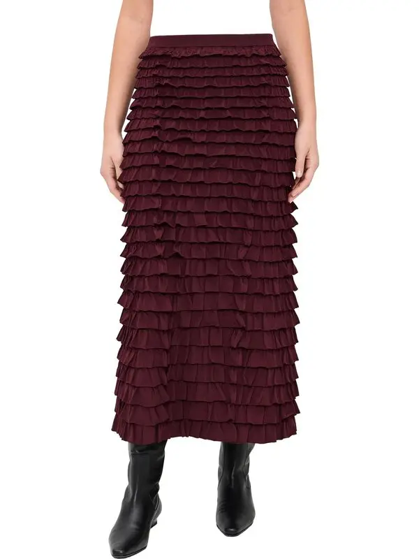 Ulla Johnson Mimi Ruffle Skirt - Claret