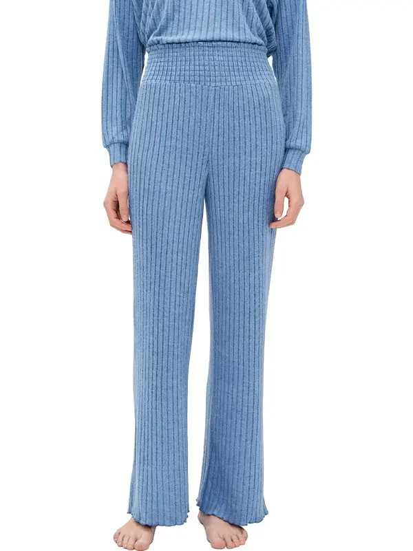 Z Supply Dawn Smocked Rib Pants - Oceanic Blue