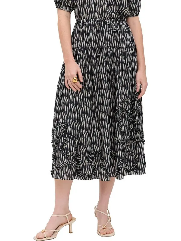 Ulla Johnson Alexandra Ruffled Midi Skirt - Graphite