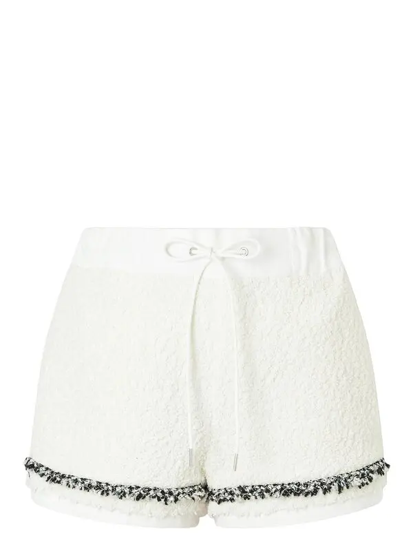 Sacai Canvas-trimmed Bouclé-tweed Shorts - Neutrals