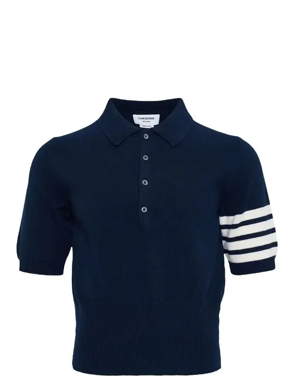Thom Browne Wool Classic Fit Short-sleeve Polo - Blue