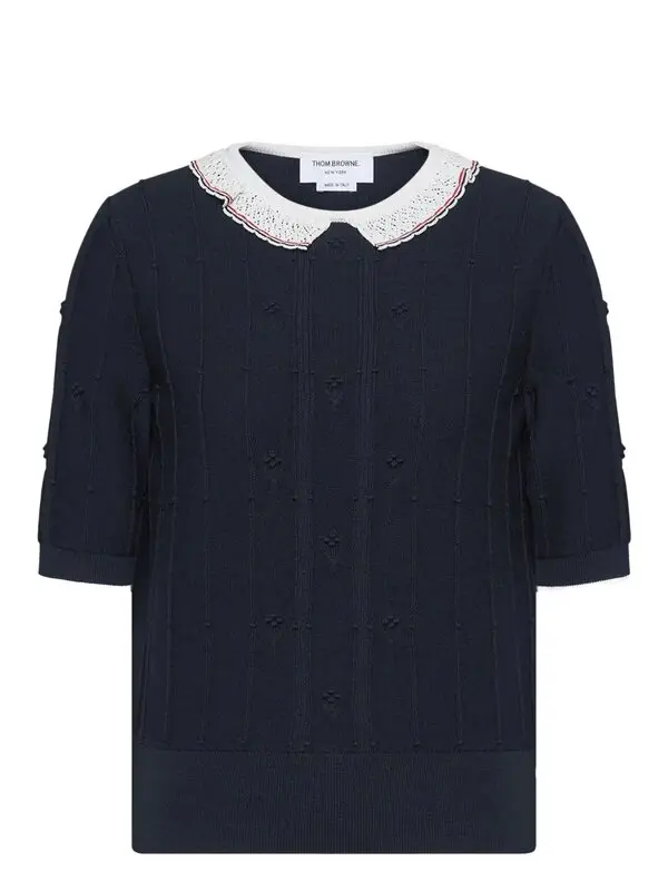 Thom Browne Merino Wool Bobble Stitch T-shirt - Blue