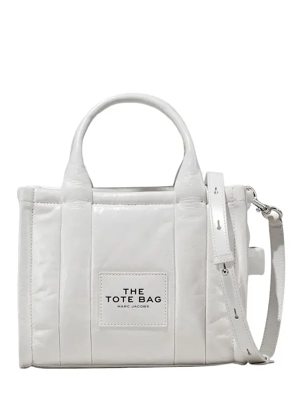 Marc Jacobs Shiny Crinkle Leather Small Tote - White