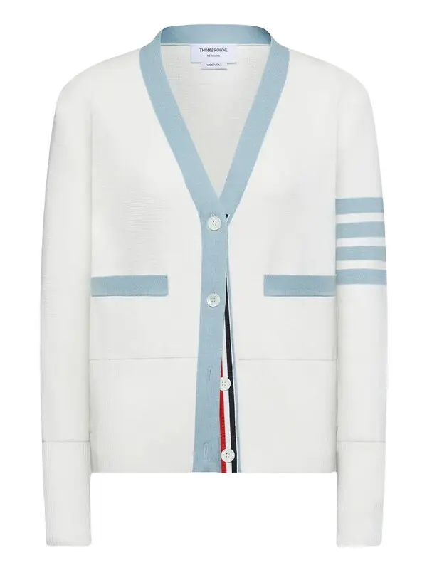 Thom Browne Milano Classic V-neck Cardigan - White