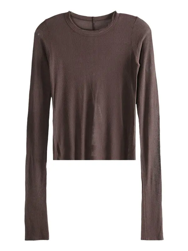 Rick Owens Cropped Rib Long-sleeve T-shirt - Brown