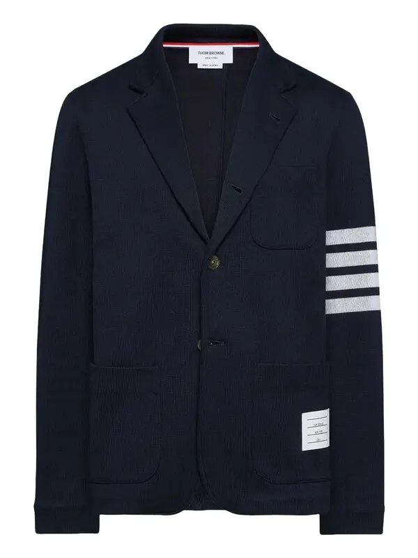 Thom Browne Double Face Knit Sack Jacket - Blue