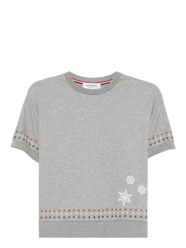 Thom Browne Snowflake Embroidery Dolman T-shirt - Grey