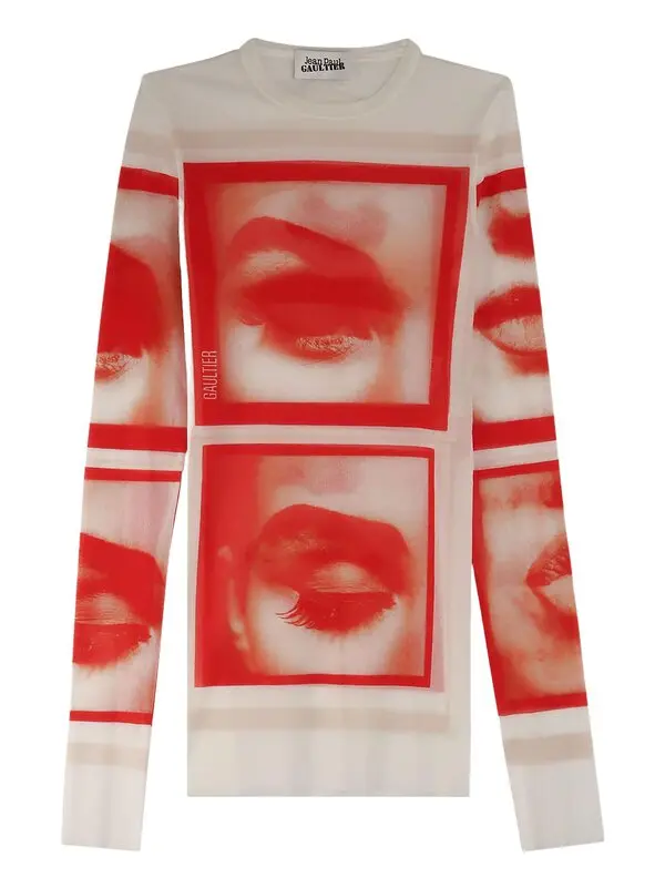 Jean Paul Gaultier Re-edition Printed Mesh Top - White