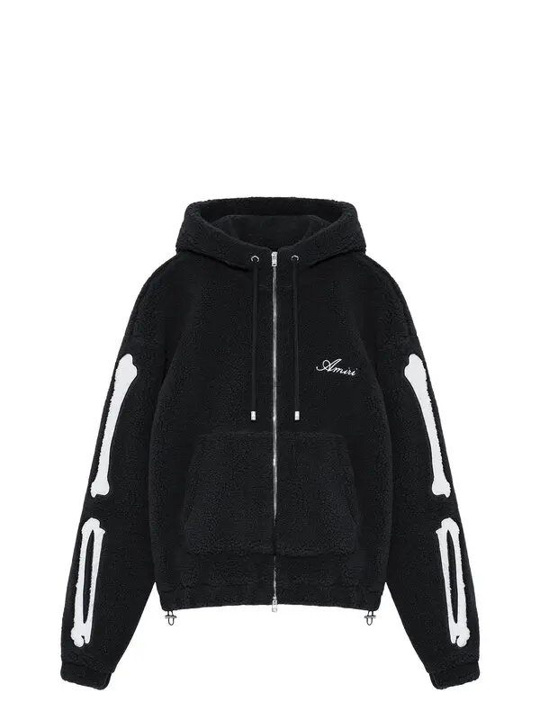 Amiri Bones Fleece Zip Hoodie - Black