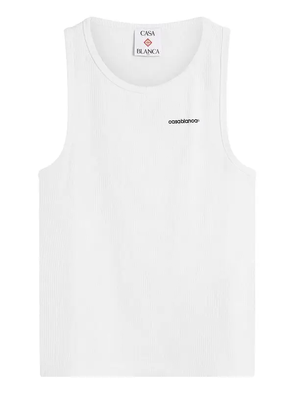 Casablanca Ribbed Tank Top - White