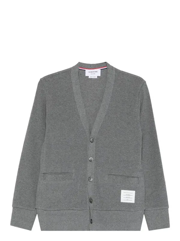 Thom Browne Textured Cotton V-neck Cardigan - Grey