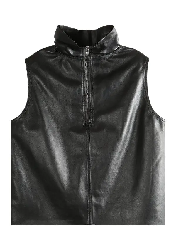 Rick Owens Short-sleeve Pelle Tabard Top - Black