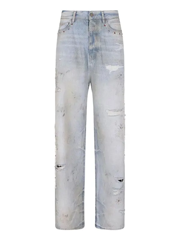 Amiri Bones Studded Baggy Jean - Blue