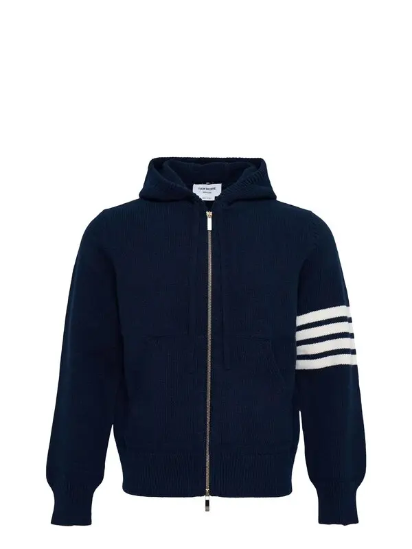 Thom Browne Hector Icon Wool Zip Up Hoodie - Blue