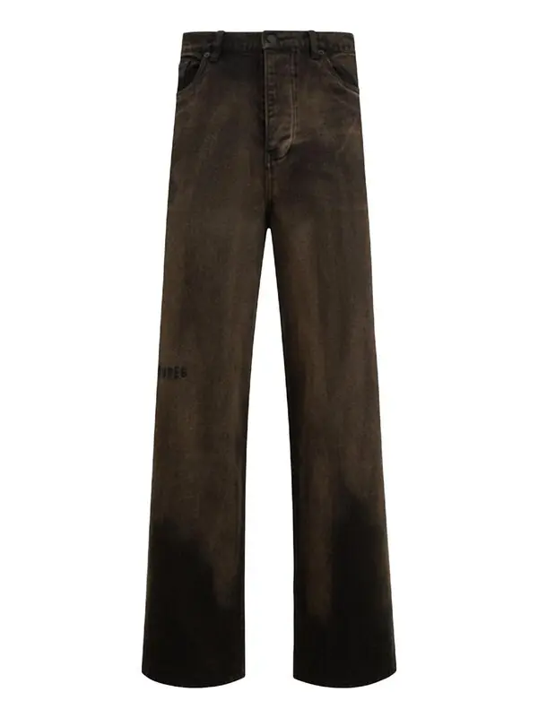 PLEASURES Oil Baggy Jeans - Brown