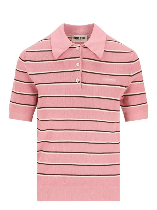 Miu Miu Striped Polo Shirt - Pink