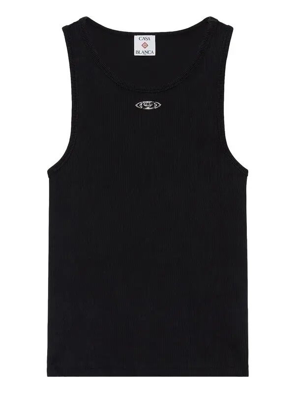 Casablanca Ribbed Tank Top - Black