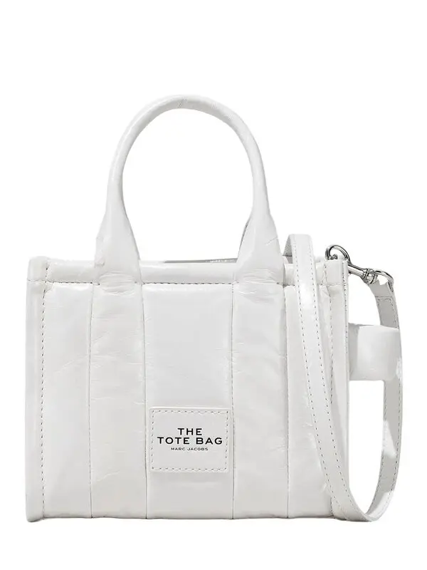 Marc Jacobs Shiny Crinkle Leather Crossbody Tote - White