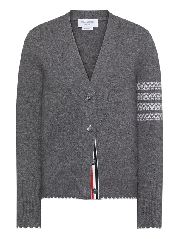 Thom Browne Holiday Hector Classic Fit V-neck Cardigan - Grey