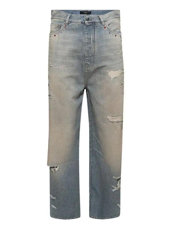 Amiri Bones Studded Baggy Jeans - Blue