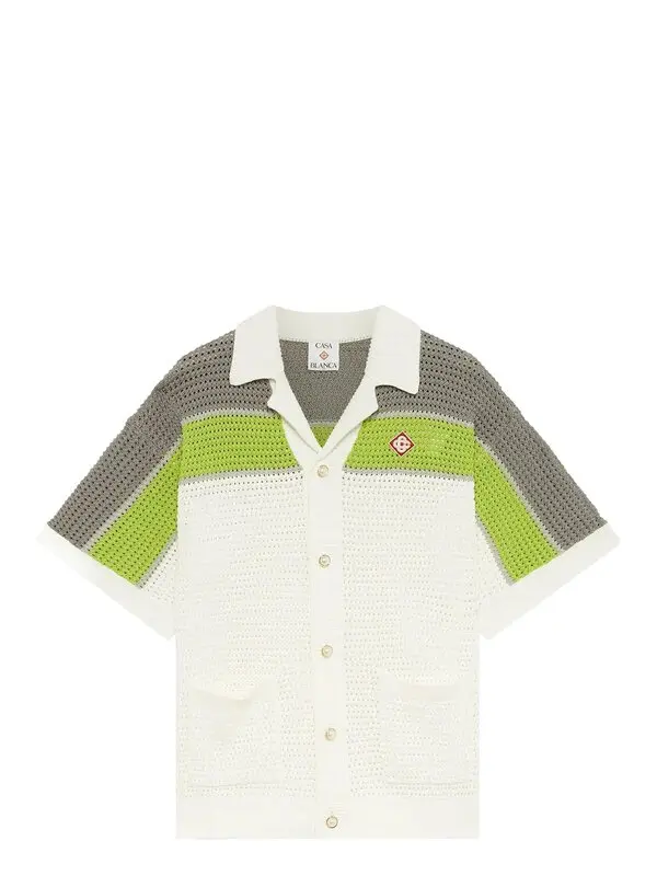 Casablanca Stripe Crochet Shirt - White