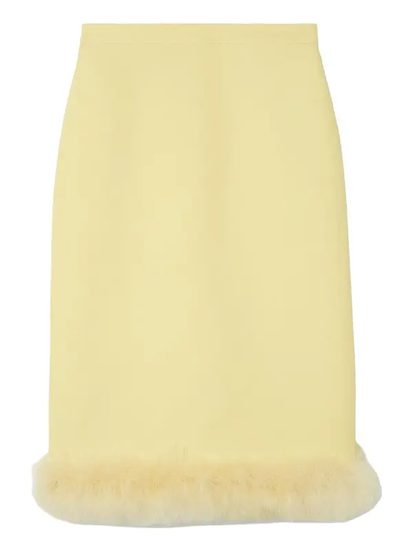 Valentino Garavani Feather-trimmed Wool And Silk-blend Crepe Skirt - Yellow