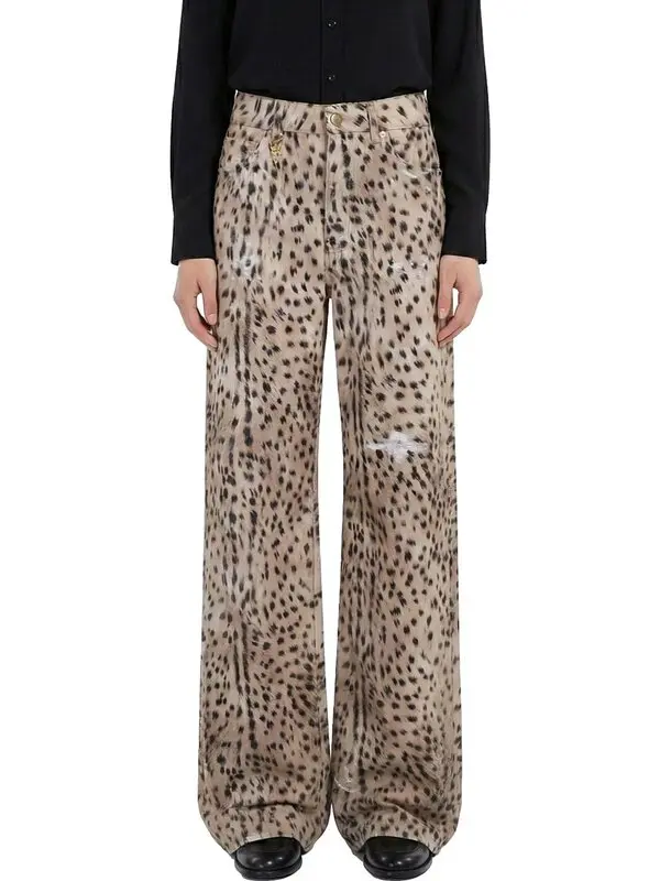 Amiri Printed Wide Leg Jeans - Brown