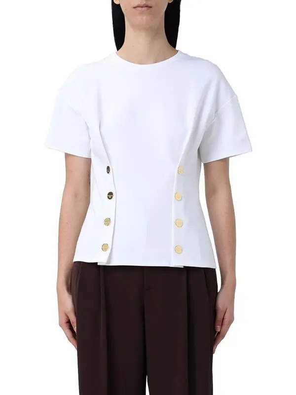 Elisabetta Franchi Button Detailed T-shirt - White