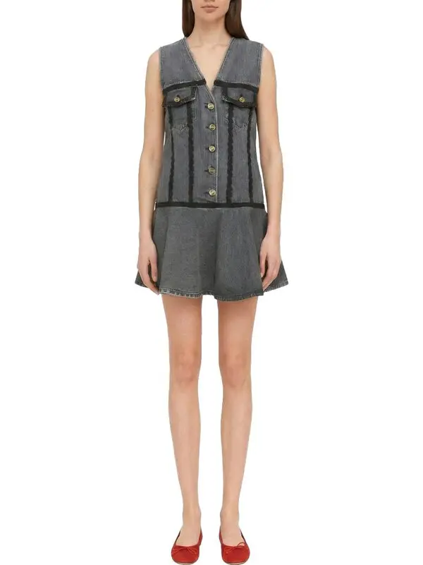 GANNI Sleeveless Mini Dress - Charcoal