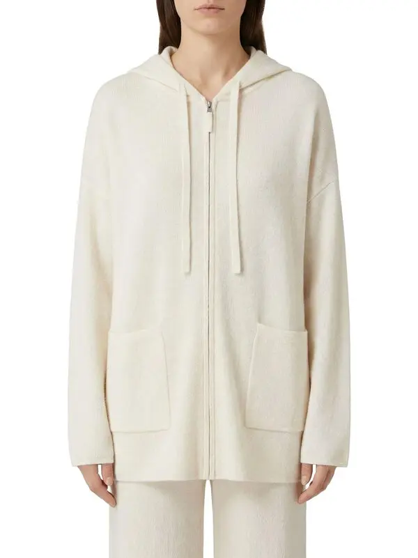 ALLUDE Hooded Zip-up Sweatshirt - White