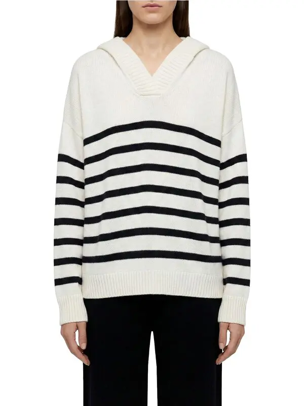ALLUDE Striped Hoodie - Ruby