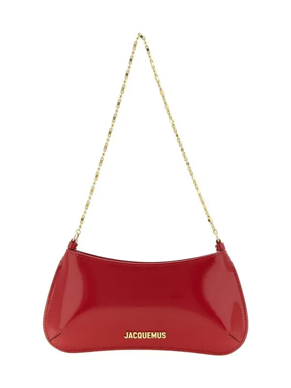 Jacquemus Le Petit Bisou Patent Leather Shoulder Bag With Chain Handle - Red
