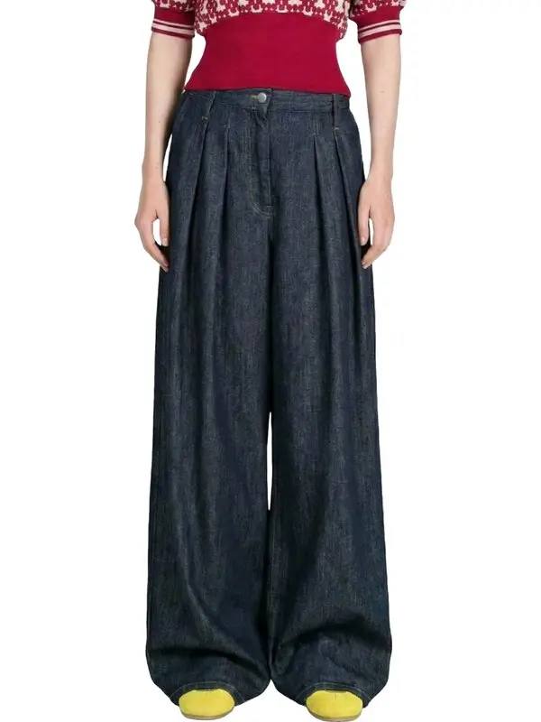 Dries Van Noten Wide-leg Pleated Jeans - Blue