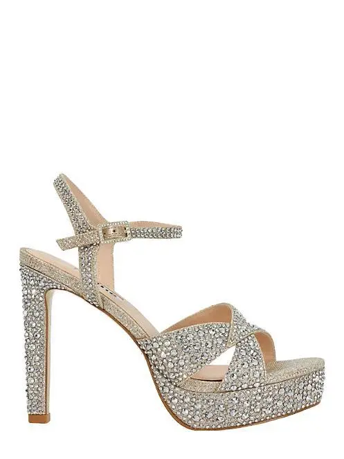 DUNE Mayve Embellished Platform Heeled Sandals - Gold Synthetic
