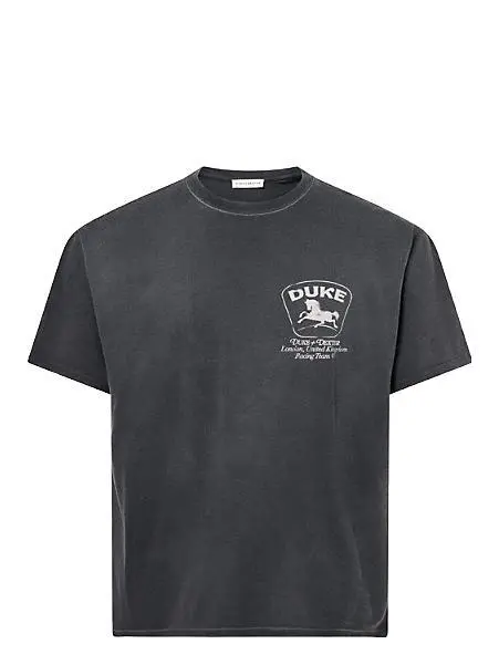 DUKE + DEXTER Dr Sponsors Washed Mono Cotton-jersey T-shirt - Black