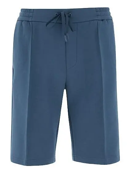 Boggi Milano Cotton-blend Bermuda Shorts With Elasticated Waist - Air-blue