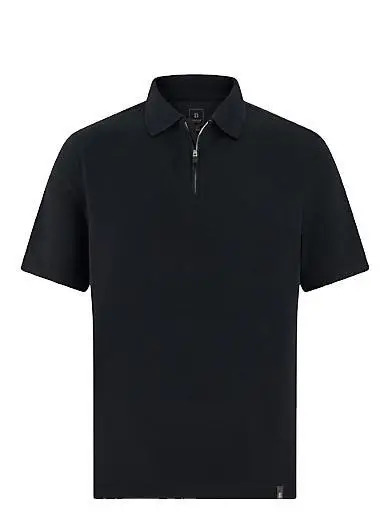 Boggi Milano High-performance Short-sleeve Zip S-cafè® Yarn Cotton Piqué Polo Shirt - Black