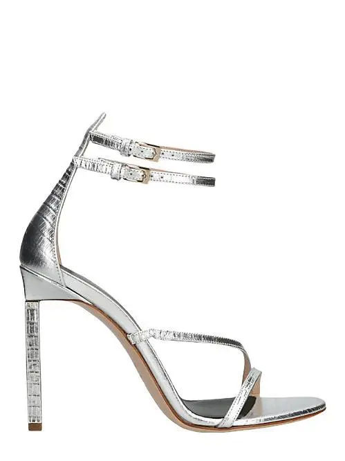 TOM FORD Double Strap 105 Leather Sandal Heels - Silver