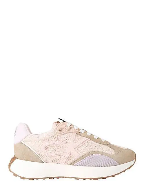 Kurt Geiger Lettie Suede And Lace Trainers - Pink Comb