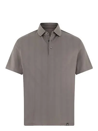Boggi Milano Jersey Polo Shirt With Cafe Yarn - Mud