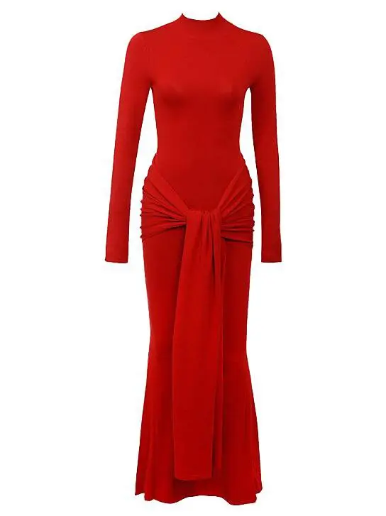 House Of Cb Knitted Maxi Dress - Scarlet Red