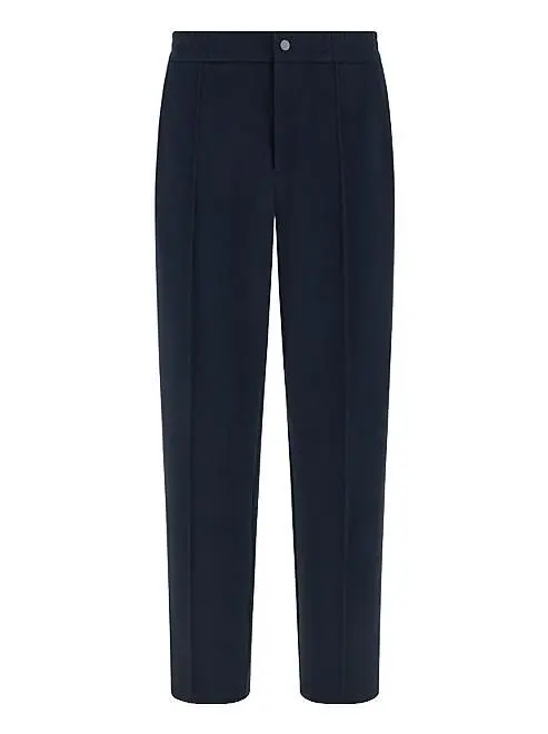 Boggi Milano Scuba Piqué Tailored Cotton-blend Trousers - Navy Blue