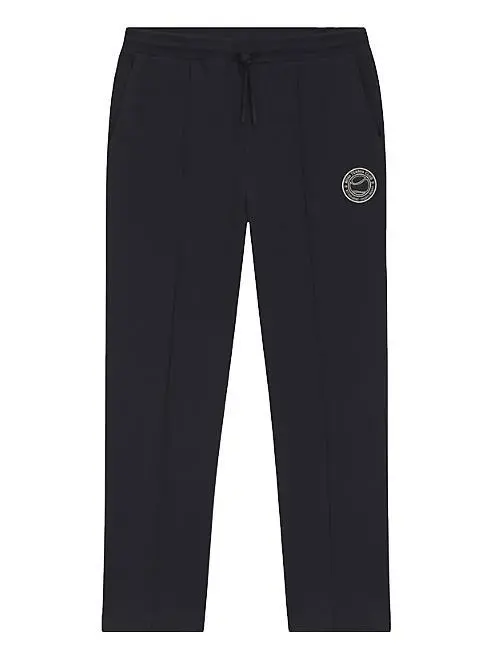 BOSS Brand-embroidered Relaxed-fit Cotton-blend Jogging Bottoms - Dark Blue