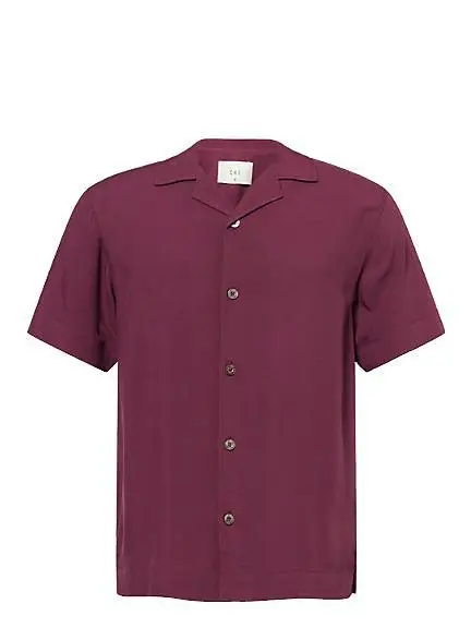 CHE Valbonne Camp-collar Woven Shirt - Red