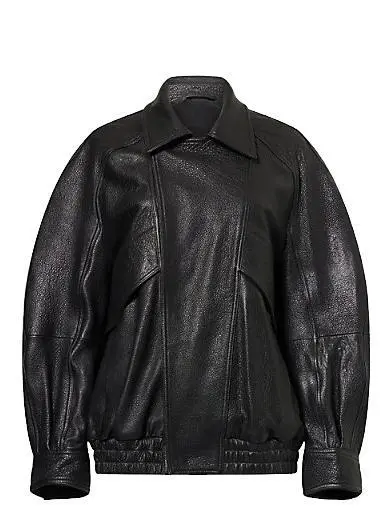 Nour Hammour Rafe Spread-collar Leather Jacket - Black
