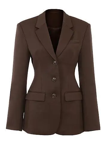 House Of Cb Tailored Stretch-woven Blazer - Chocolate Brown