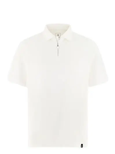 Boggi Milano High-performance Short-sleeve Zip S-cafè® Yarn Cotton Piqué Polo Shirt - White