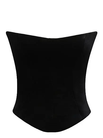 House Of Cb Omari Stretch-velvet Corset Top - Black