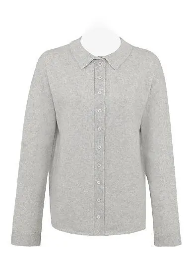 House Of Cb Relaxed-fit Wool-blend Shirt - Light Grey Marl