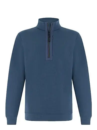 Boggi Milano Cotton-blend Half-zip Jumper - Air-blue